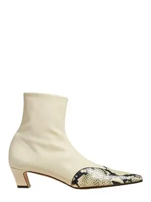 KHAITE Khaite Square Toe Embossed Wingtip Ankle Boots With Side Zipper