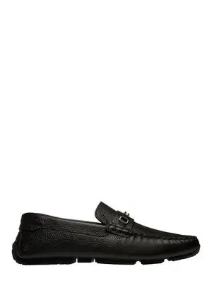Bally Pilot Driver Loafers In Grained Leather - Black