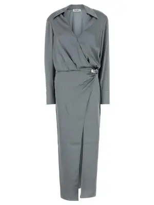 Attico Long-sleeved Wrap Dress - Grey Blue