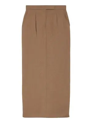 Max Mara High Waist Straight Skirt With Back Slit - Camel