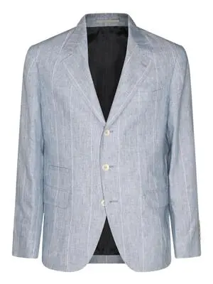 Brunello Cucinelli Single Breasted Striped Blazer - Gray