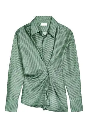 Dries Van Noten Geometric Print Draped Blouse - Mint