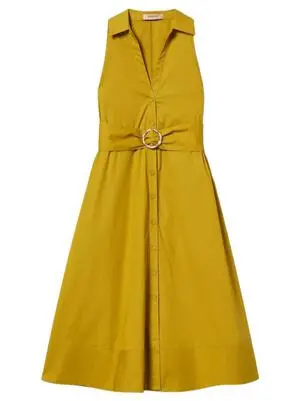 TWINSET Belted Sleeveless Shirt Dress - Brown