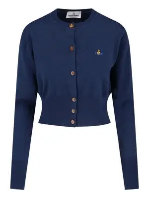 VIVIENNE WESTWOOD Vivienne Westwood Orb Embroidered Long Sleeve Cardigan Blue