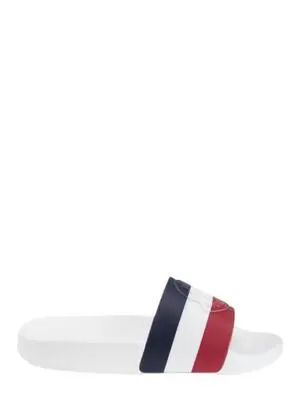 Moncler Striped Logo Slides - White