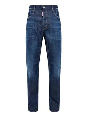 Dsquared2 Logo Patch Straight-leg Jeans - Navy Blue