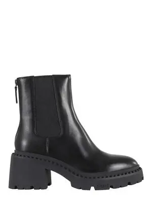 Ash Round Toe Zip Up Ankle Boots - Black