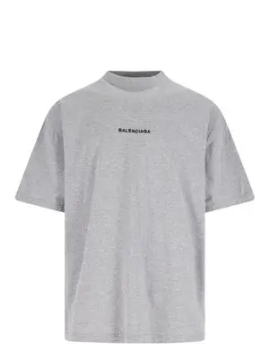 Balenciaga Logo Embroidered Crewneck T-shirt - Gray