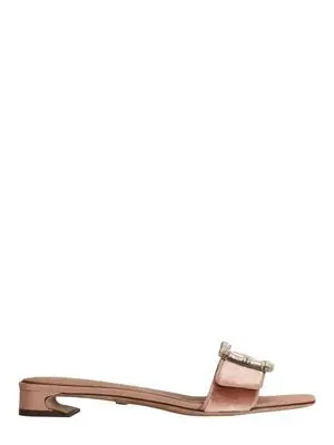 Dolce & Gabbana Crystal Buckle Square Toe Sandals - Nude