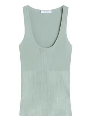 Max Mara Ribbed Knit Sleeveless Top - Green