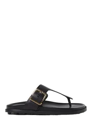 TOD'S Buckle Detail Flat Sandals - Black