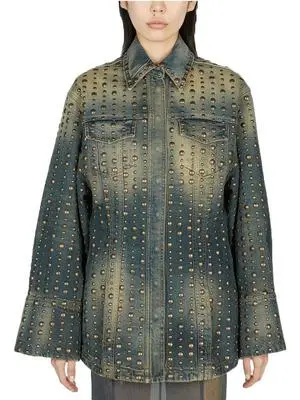 Blumarine Studded Denim Jacket - Green
