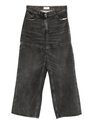 Attico Cutout Wide-leg Jeans - Black