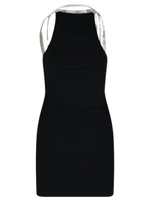 Attico Sleeveless Mini Dress With Embellished Straps - Black