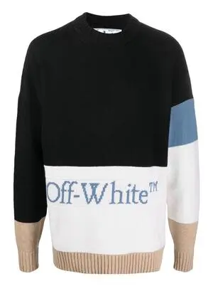 Off-White Long-sleeved Sweater With Colorblock Detail - Black