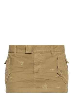 Dsquared2 Mini Skirt With Distressed Details - Beige