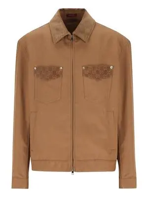 Gucci Long-sleeved Zip-up Jacket With Classic Collar - Camel