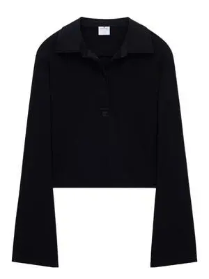 COURREGES Long Sleeve Polo Shirt - Black