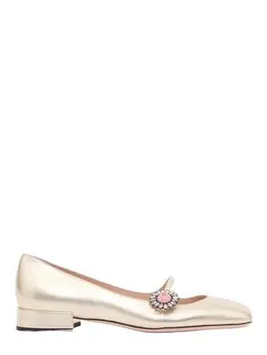 Valentino Garavani Embellished Square Toe Ballerina Flats - Platinum/crystal/rose Gold