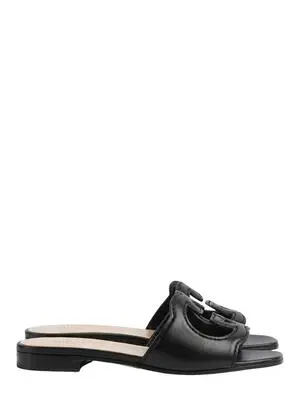 Gucci Logo Cut-out Flat Sandals - Black