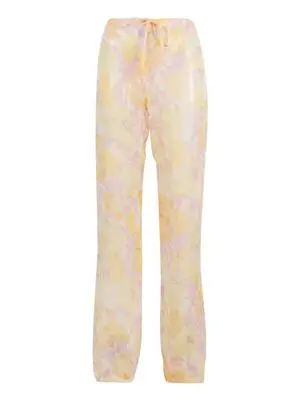 Dries Van Noten Floral Print Drawstring Waist Trousers - Nude