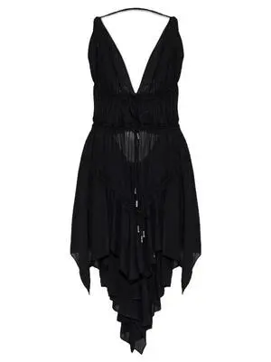Dsquared2 Sleeveless V-neck Mini Dress With Drawstring Waist - Black