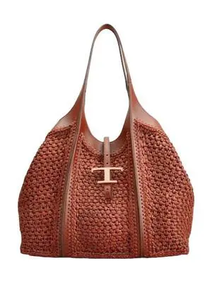 TOD'S Raffia Shoulder Bag - Orange