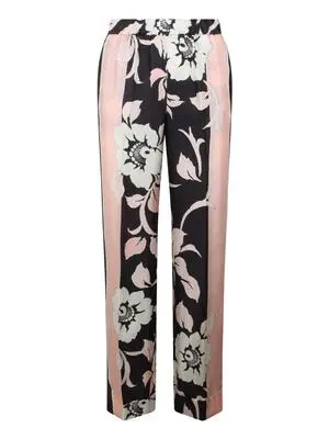 P.a.r.o.s.h Floral Print Straight Leg Trousers - Black