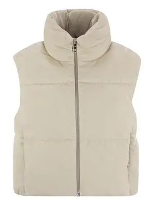 Herno Sleeveless Down Jacket With Gold Thread Embellishment - Nude