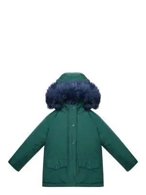 Kenzo Logo Printed Hooded Coat - Blue