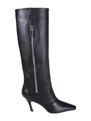 Amina Muaddi Pointed Toe Stiletto Heel Zip-up Boots - Black