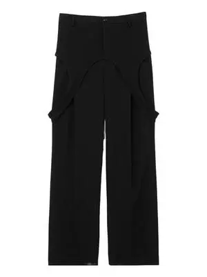 Burberry Panelled Wool Wide-leg Trousers - Black