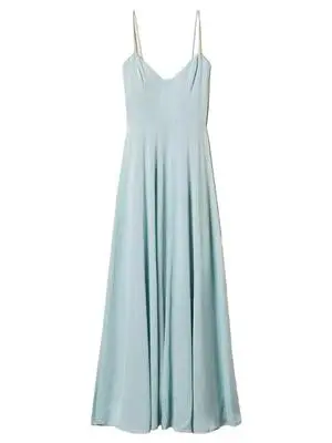 TWINSET Bias-cut Maxi Dress With Thin Straps - Blue
