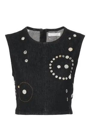 Chloé Stud Embellished Crop Top - Black