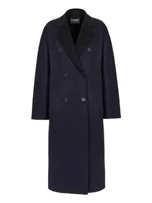 Emporio Armani Double-breasted Lapel Coat - Black