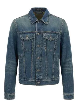 Gucci Cotton Denim Jacket With Horsebit Detail - Dark Blue