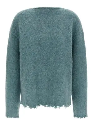 JIL SANDER Boat Neck Fringe Sweater - Green
