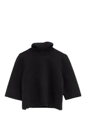 Alaïa Knit Cropped High Neck Jumper - Black