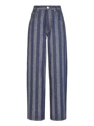 Fendi Pequin Stripe Denim Trousers - Blue