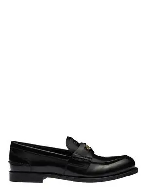 MIU MIU Miu Miu Round Toe Penny Loafers With Embossed Logo