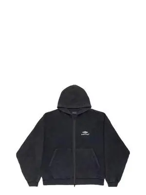 Balenciaga Logo Embroidered Zip-up Jacket - Black