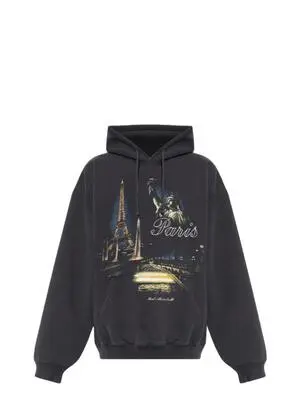 Vetements Graphic Printed Drawstring Hoodie - Black