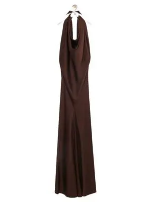 Loewe Long Halterneck Satin Dress - Black