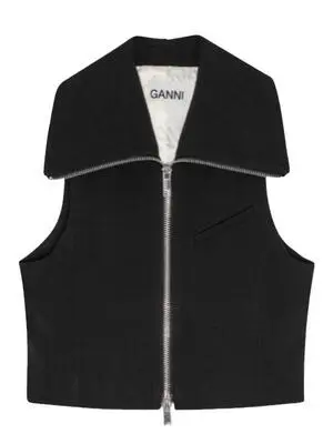 GANNI Zip Vest - Black