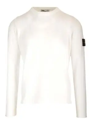 Stone Island Logo Patch Crewneck Jumper - White