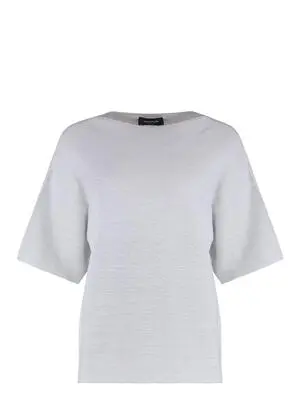 Fabiana Filippi Short Sleeve Boatneck Jumper - Light Gray