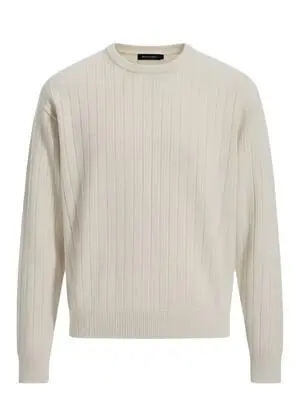 Eleventy Rib-knit Crew Neck Long-sleeved Sweater - White