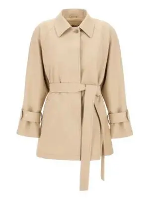 Herno Belted Cape-back Jacket - Nude