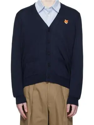 Maison Kitsuné V-neck Cardigan With Graphic Detail - Black
