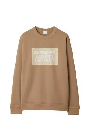 Burberry Crewneck Long Sleeve Hoodie With Contrast Logo - Camel